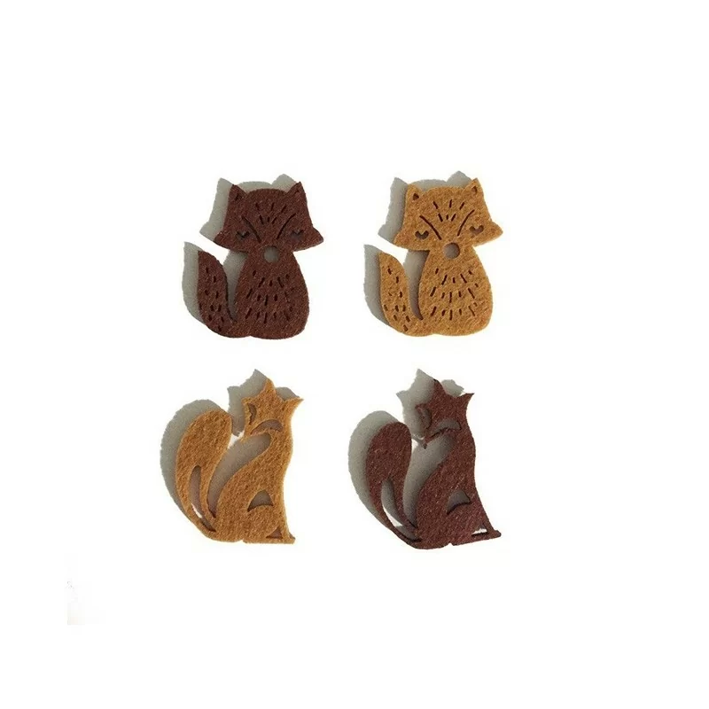 12 Decoraciones fieltro marrón - Fox | Idee in Feltro®